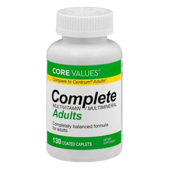 Core Values Complete Adult Multivitamin Caplets 130 Count - Harmon Face ...