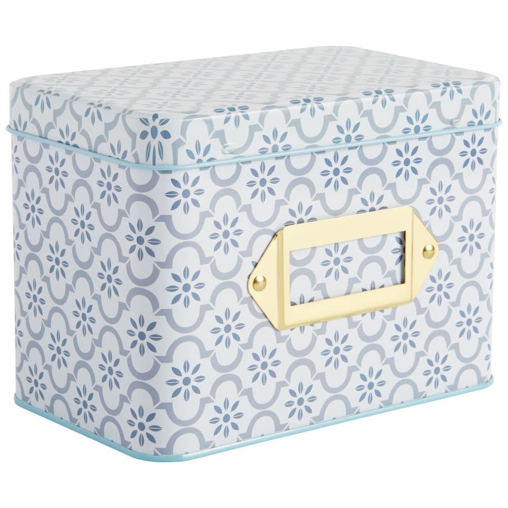 True Blue Tin Recipe Box - Calendars.com