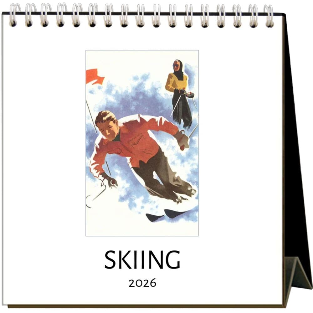 Skiing 2026 Easel Desk Calendar - Calendars.com