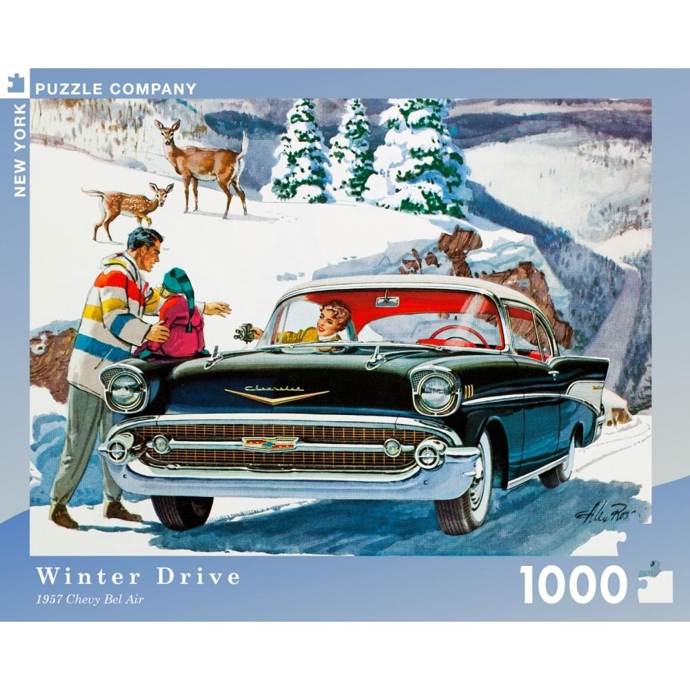 Winter Drive 1957 Chevy Bel Air 1000 Piece Puzzle - Calendars.com