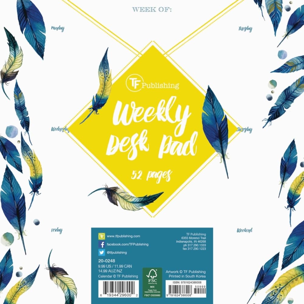 Peacock Feather Weekly Deskpad - Calendars.com