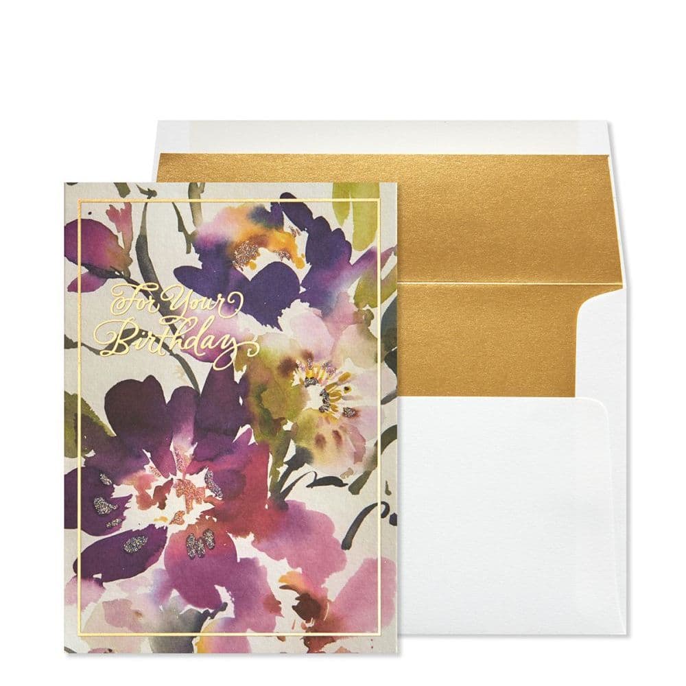 Fine Art Purple Floral Birthday Card - Calendars.com