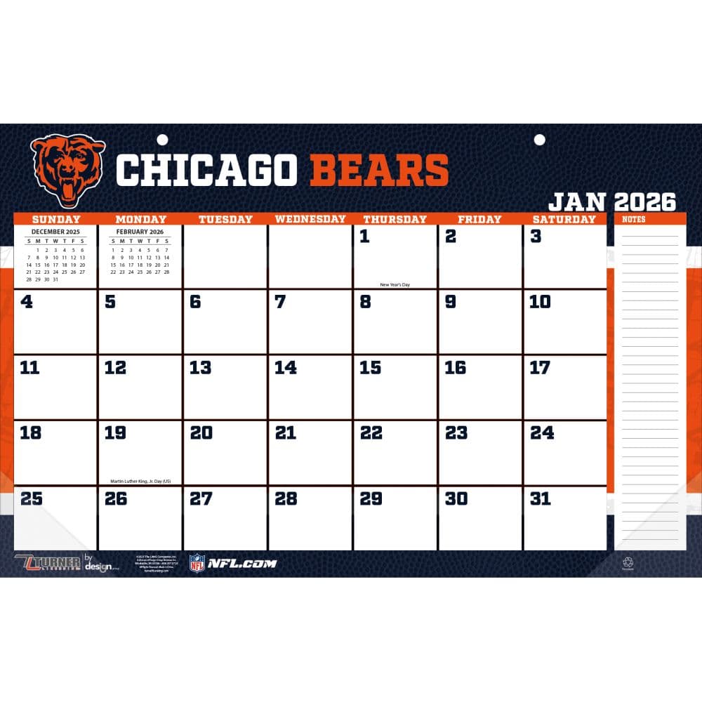 NFL Chicago Bears Small 2026 Desk Pad - Calendars.com