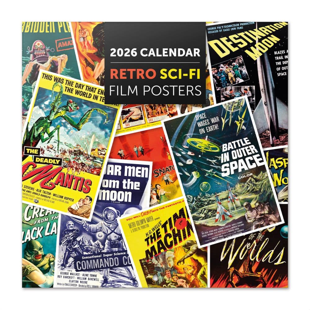 Retro Sci Fi Film Posters 2026 Wall Calendar - Calendars.com