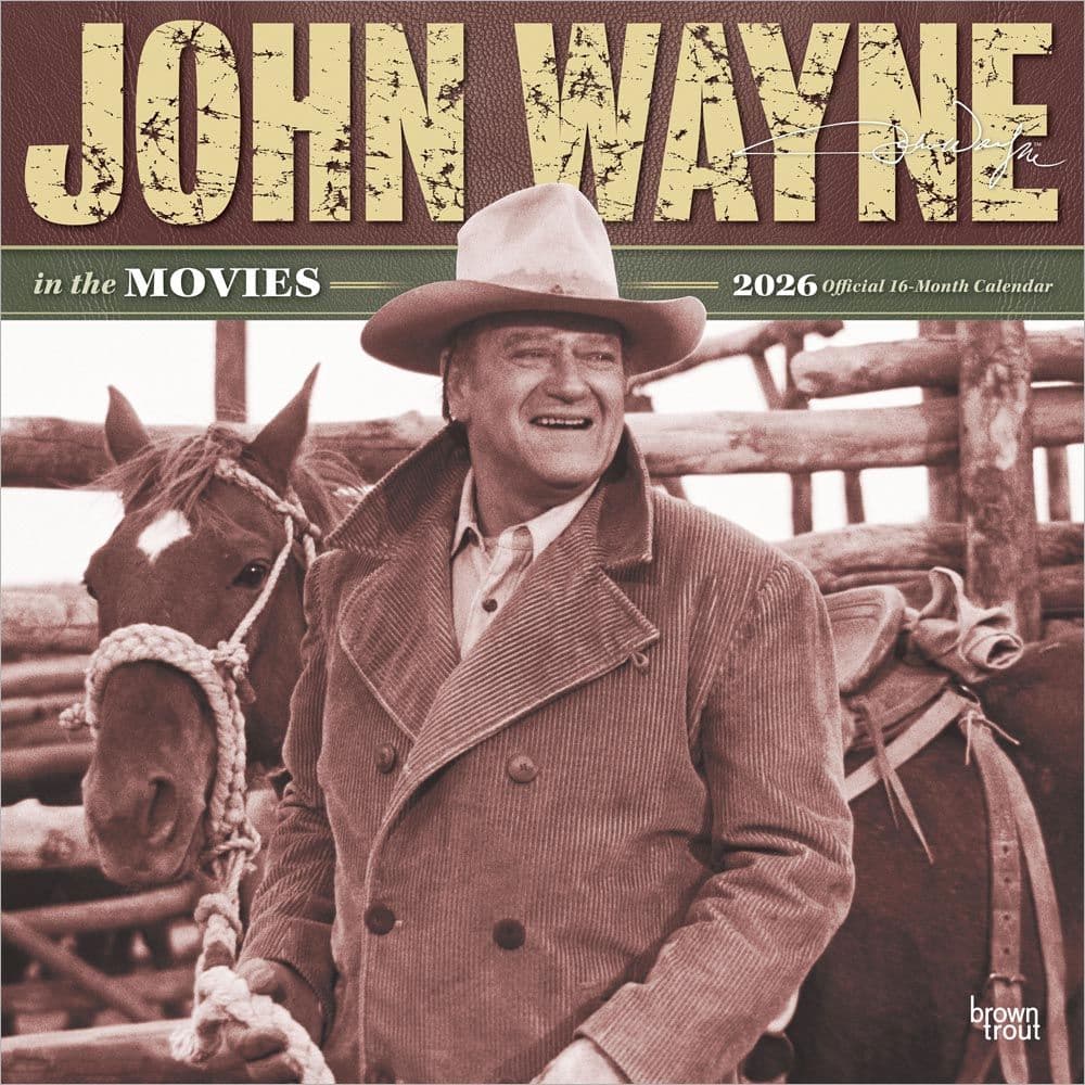 John Wayne in the Movies 2026 Wall Calendar - Calendars.com