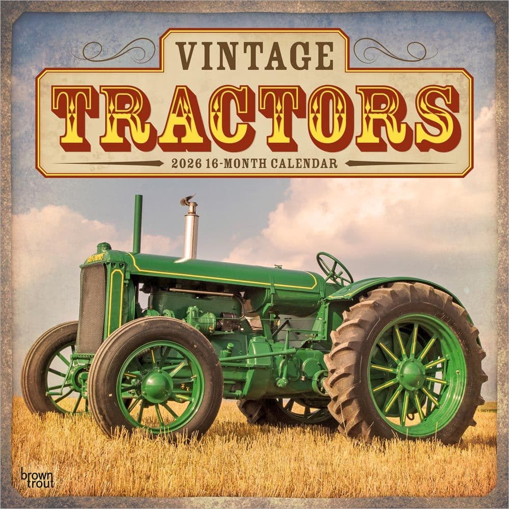 Tractors Vintage 2026 Wall Calendar - Calendars.com