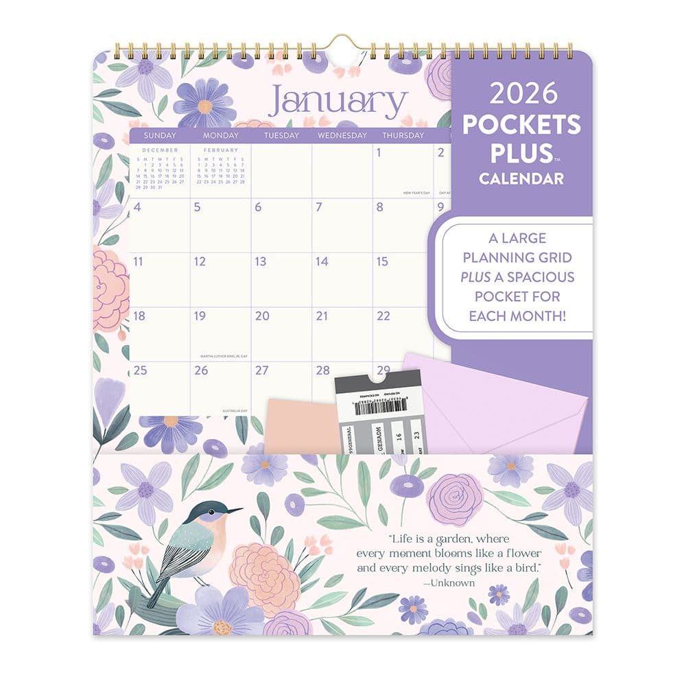Birds and Blooms 2026 Pockets Plus Calendar - Calendars.com