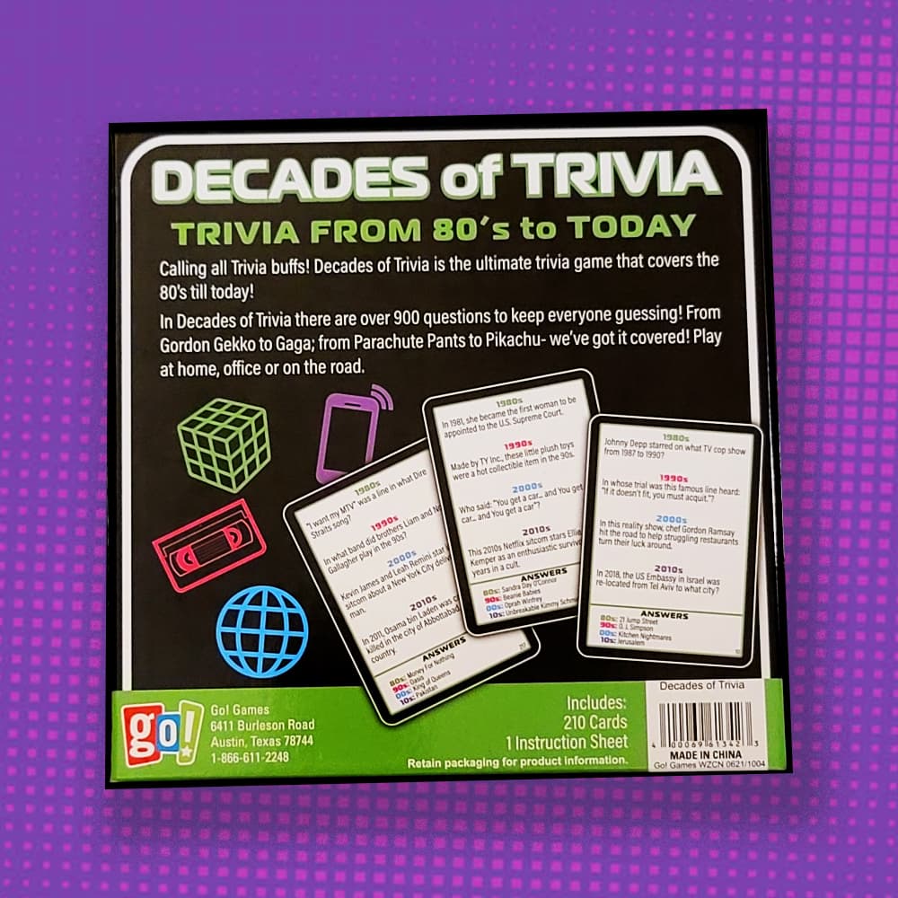 Decades of Trivia Game - Calendars.com