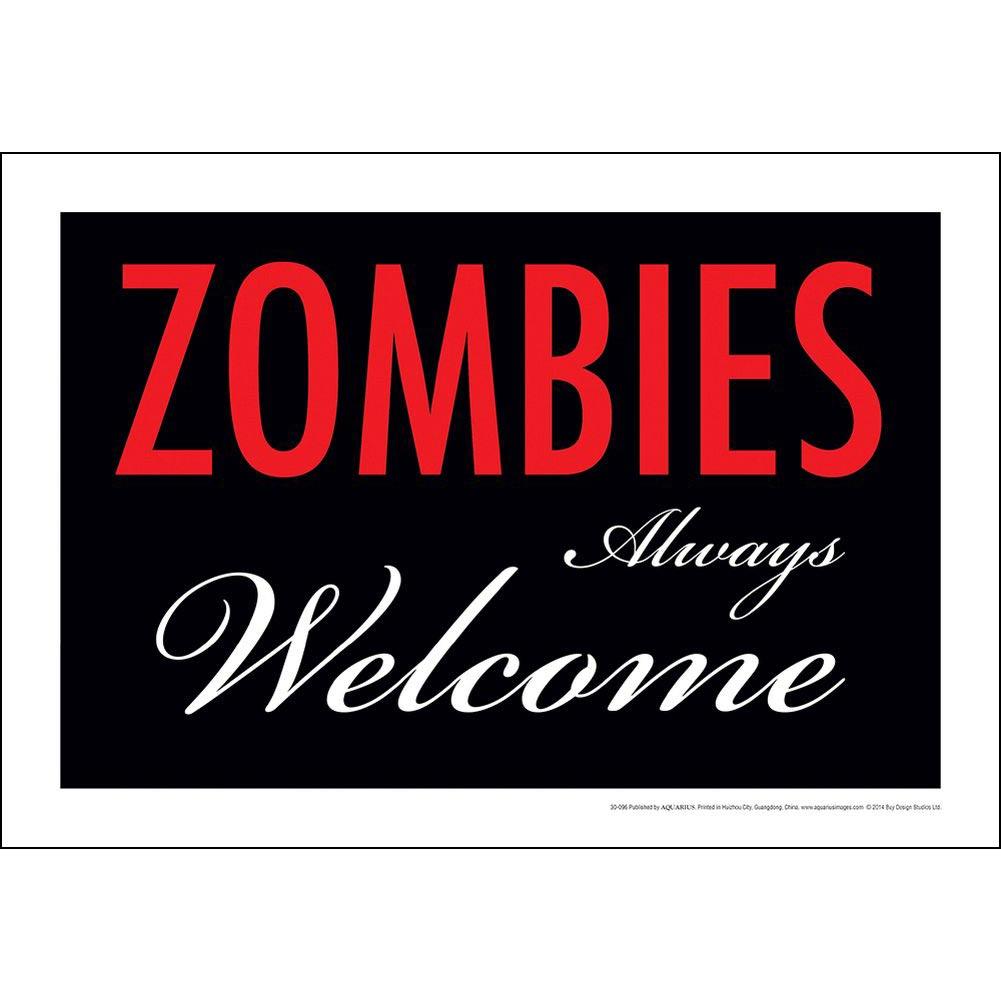 Zombies Always Welcome Tin Sign - Calendars.com