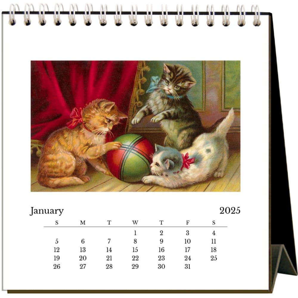 Nostalgic Cute Kittens 2025 Easel Desk Calendar - Calendars.com
