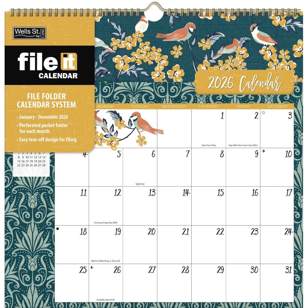 Flora and Fauna 2026 File It Wall Calendar by Heather Dutton ...