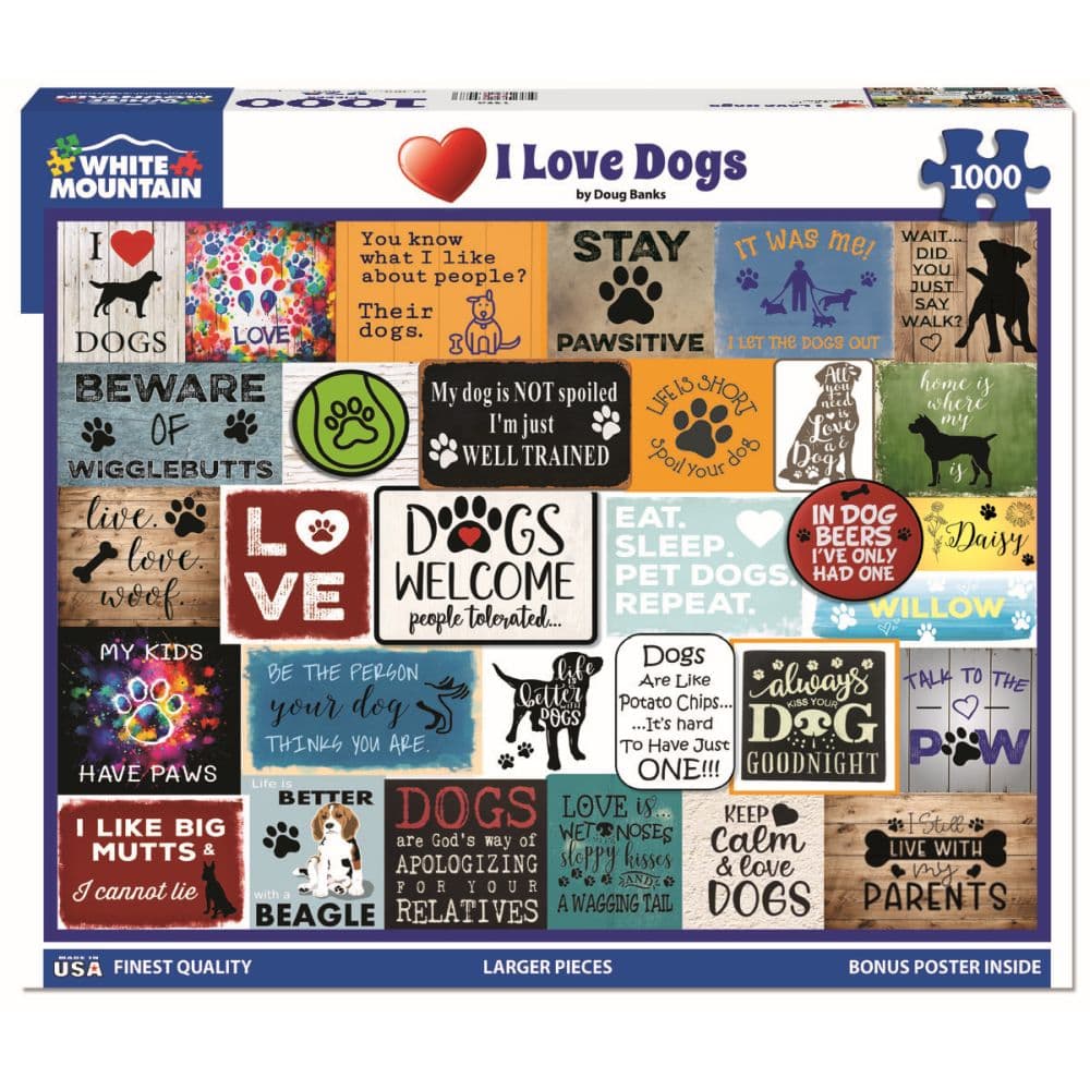 I Love Dogs 1000 Piece Puzzle - Calendars.com