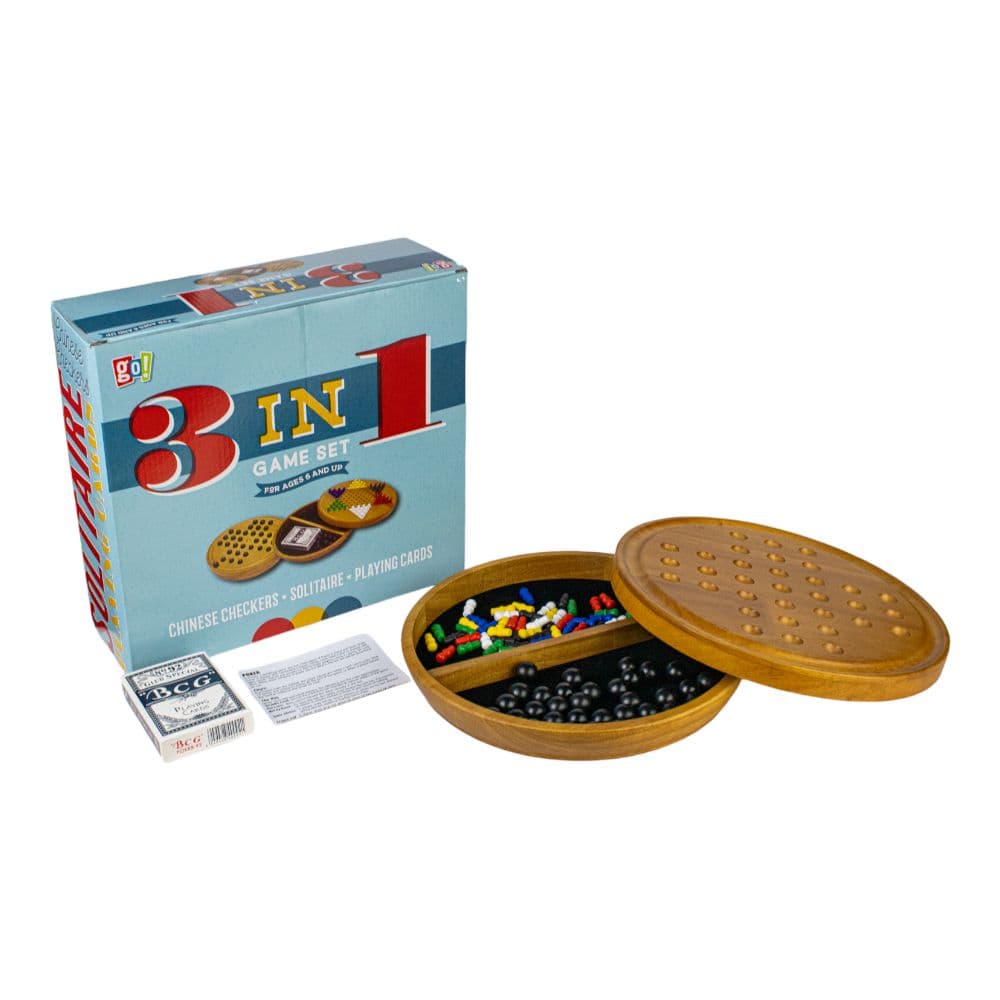 Wooden 3 in 1 Game Box - Calendars.com