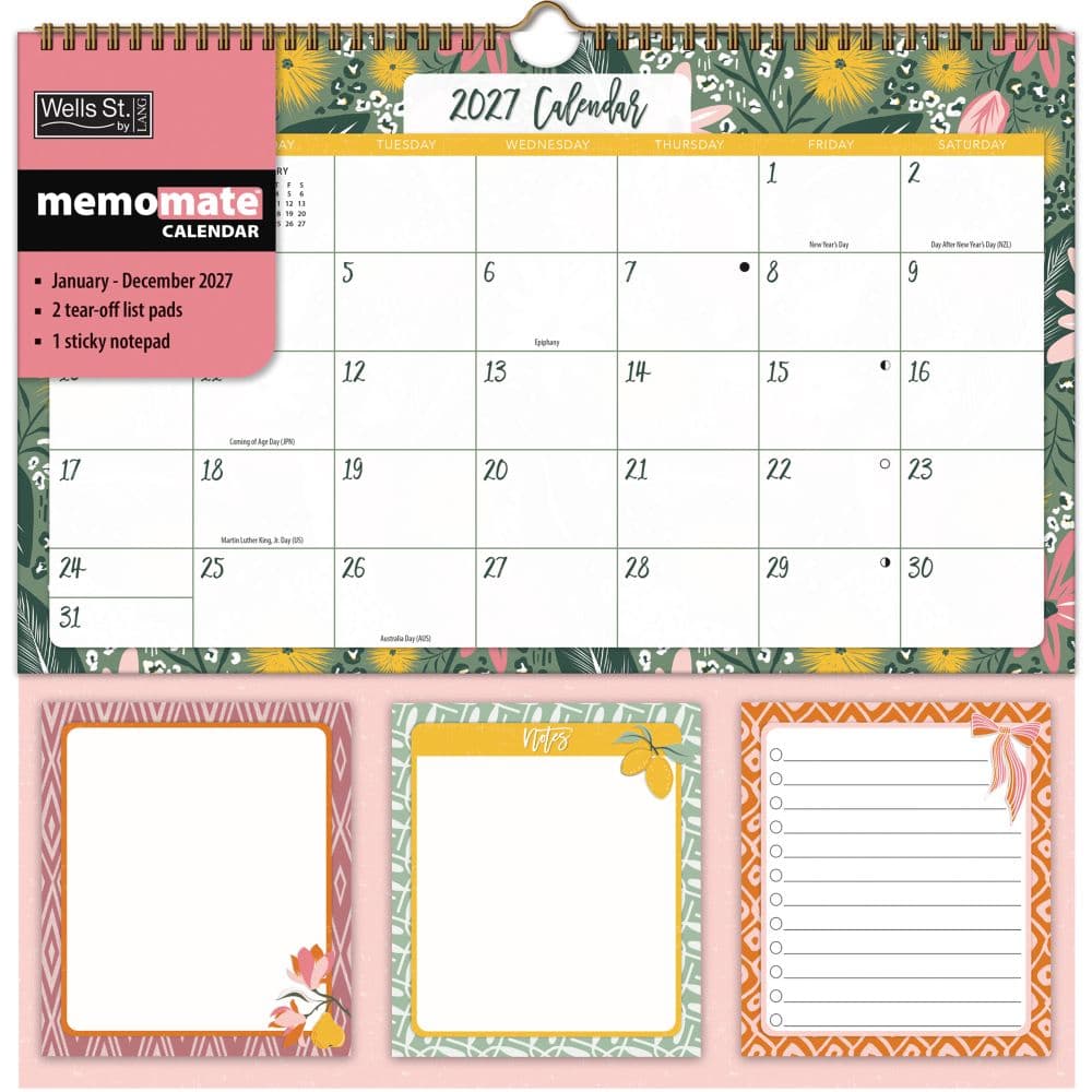Flora and Fauna MemoMate 2027 Spiral Calendar by Heather Dutton ...