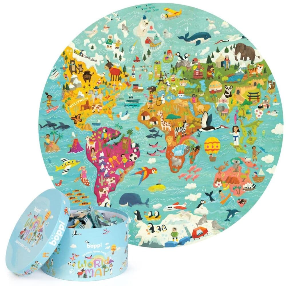 World Map 150 Piece Round Puzzle - Calendars.com