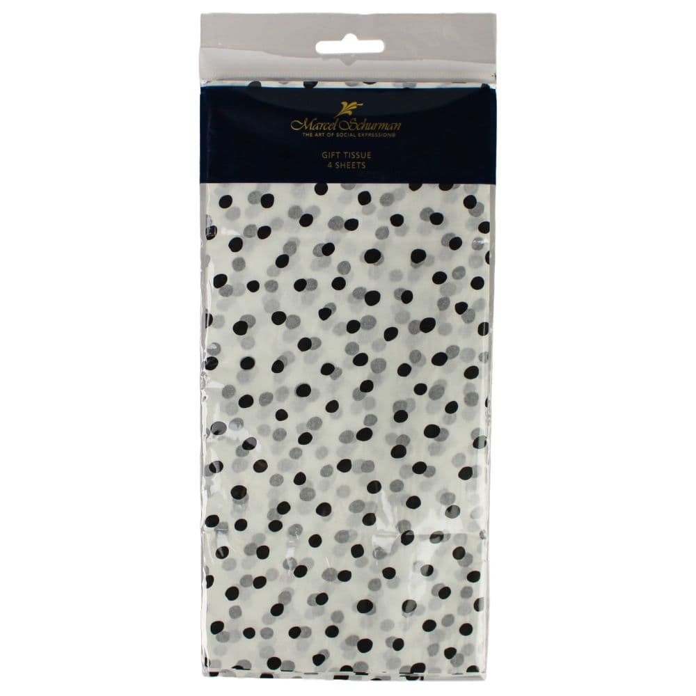 Black and Grey Polka Dots Tissue Paper - 4 Sheets - Calendars.com