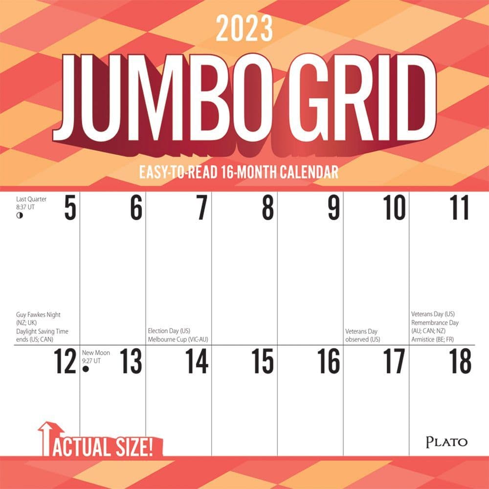 Jumbo Grid Large Print 2023 Wall Calendar Calendars