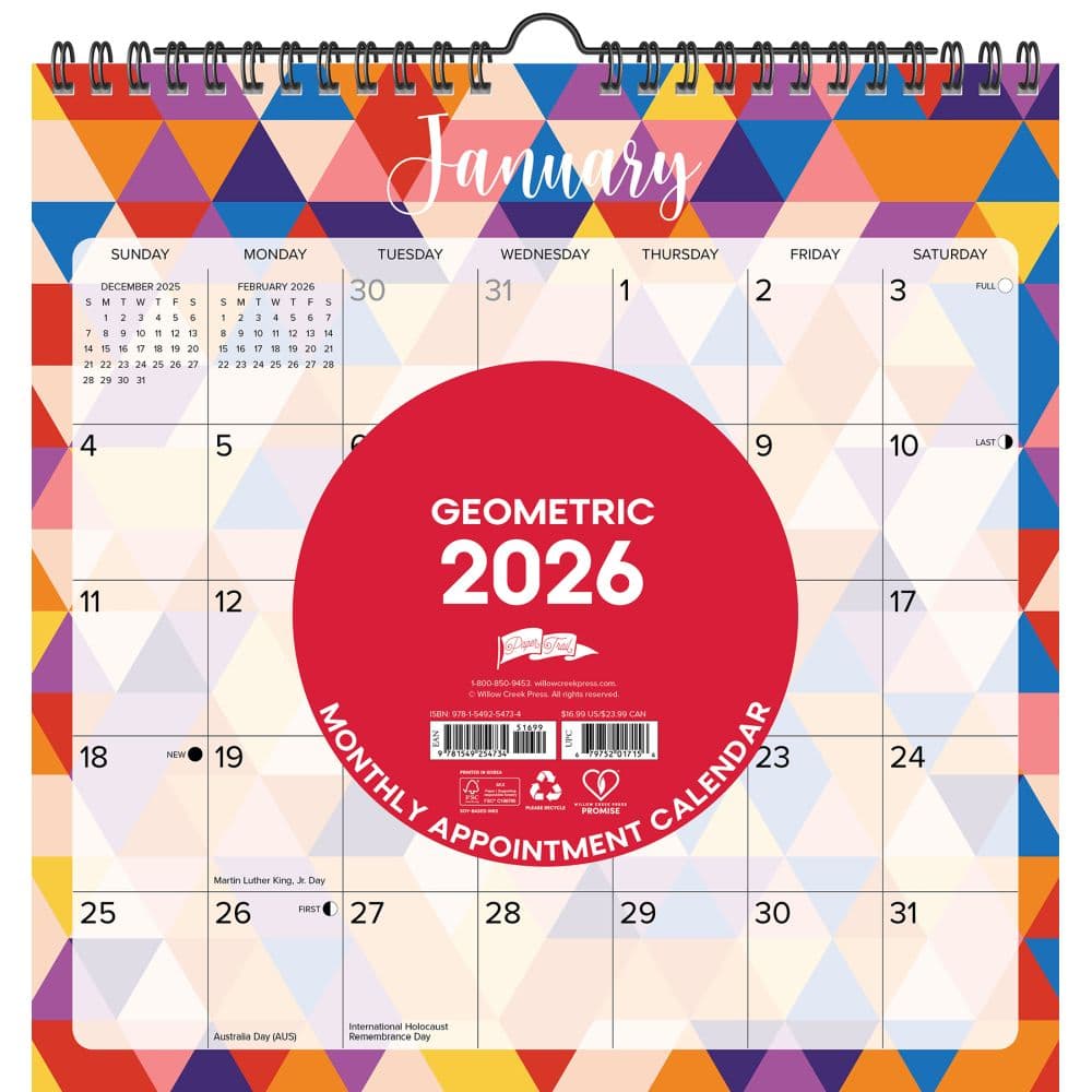 Geometric Spiral Art 2026 Wall Calendar - Calendars.com