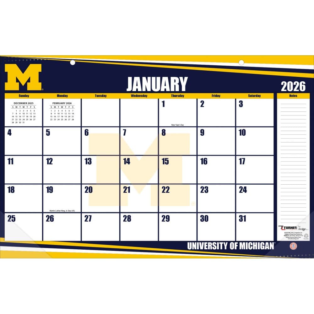Michigan Wolverines 2026 Desk Pad - Calendars.com