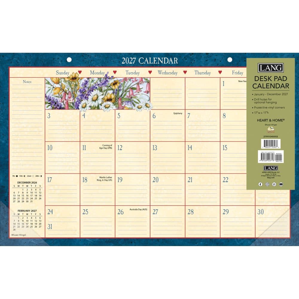 Heart and Home 2027 Desk Pad by Susan Winget - Calendars.com