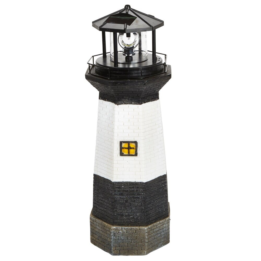Solar Lighthouse with Rotating LED Light, 15”