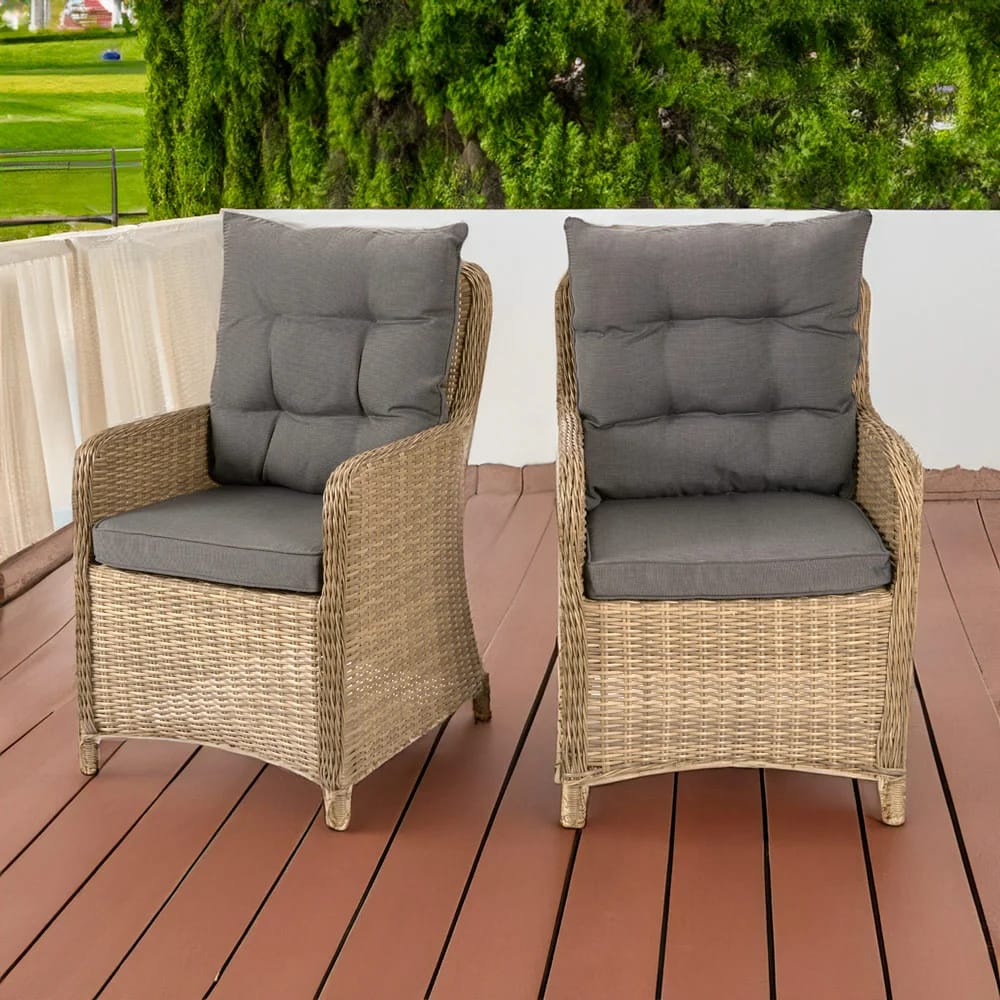 2-Piece Resin Wicker Chairs with Cushions